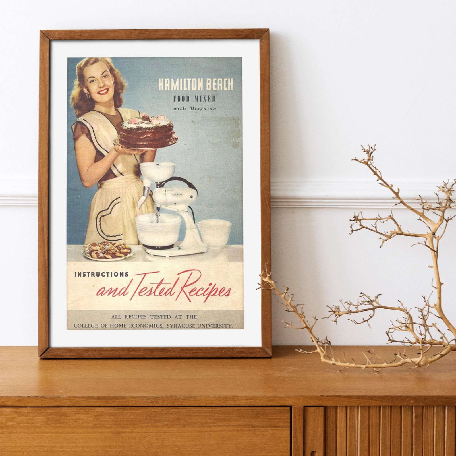 Vintage Baking Recipe Book Cover Art Print | Retro Kitchen Wall Decor ...