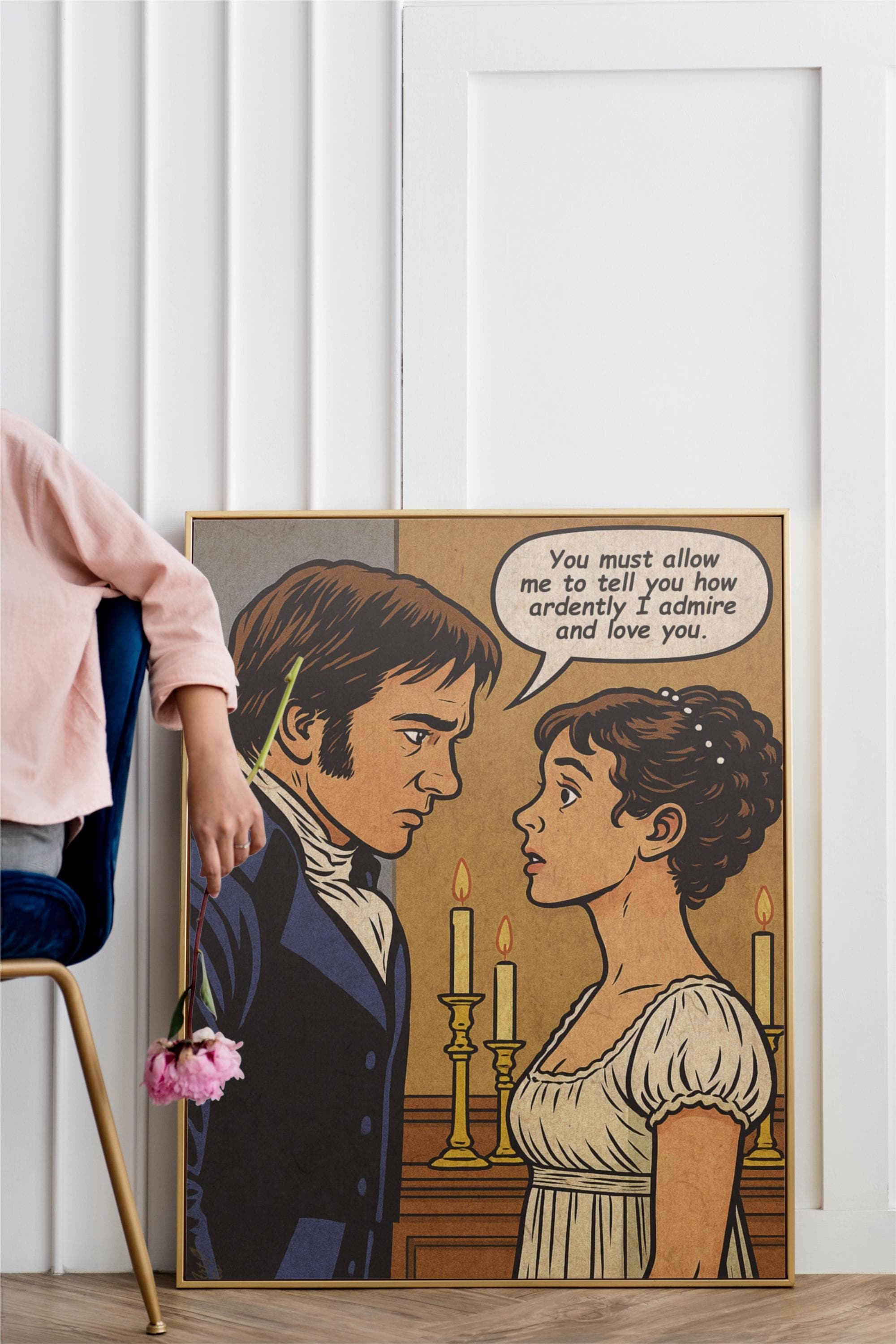 Mr. Darcy Love Confession Retro Comic Print – Pride and Prejudice Wall ...