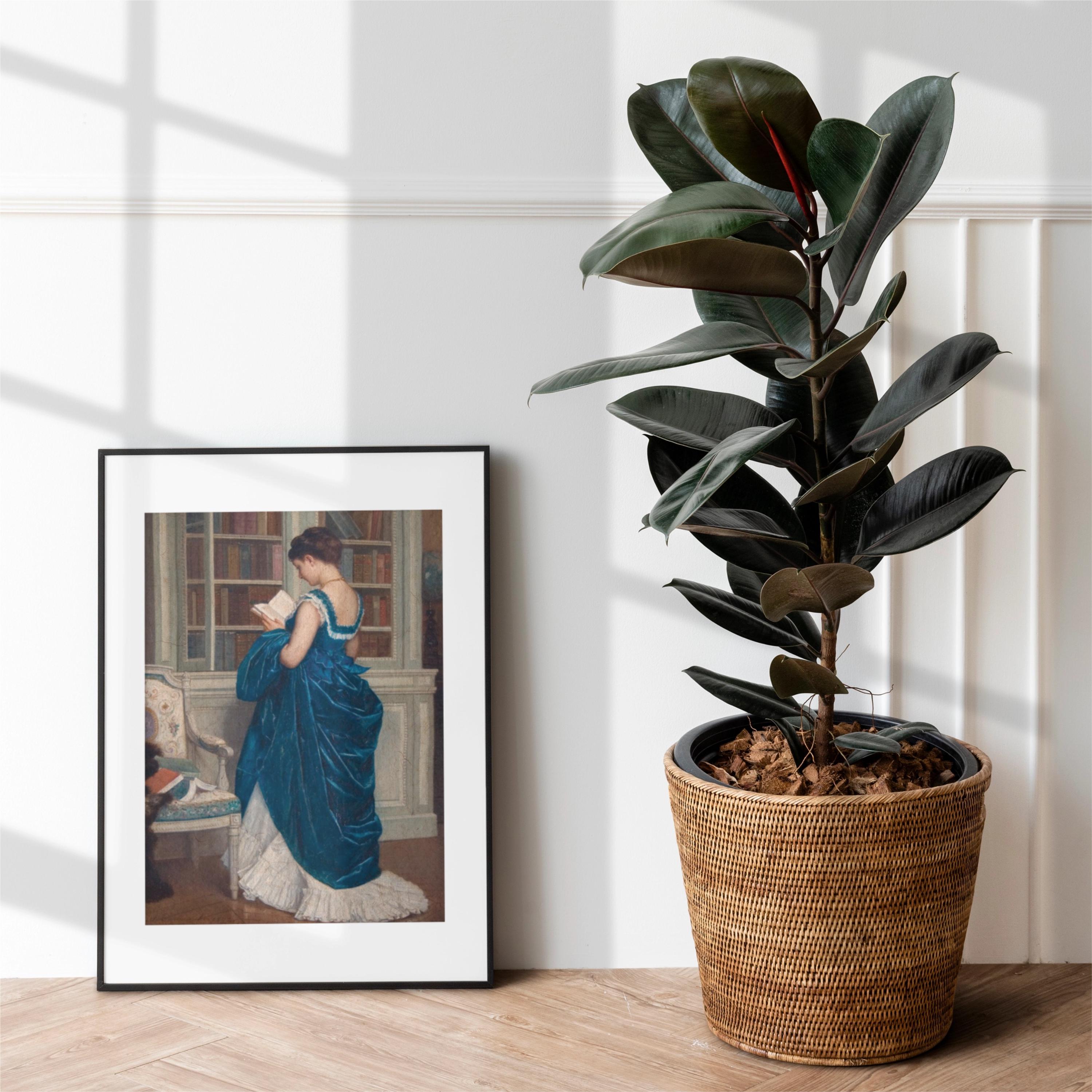 Victorian Woman Reading in a Library | Antique Library Prints | Vintage ...