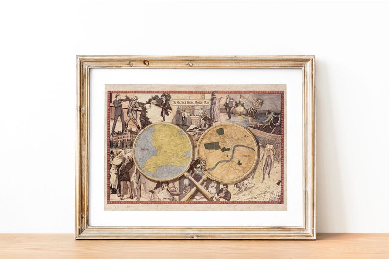 The Sherlock Holmes Mystery Map Digital Printable | Antique Wall Decor ...