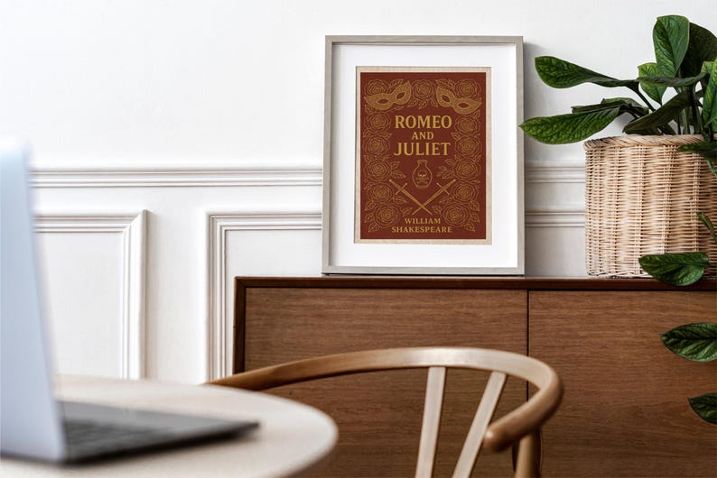 Romeo and Juliet Retro Book Cover Print - Shakespeare Tragedy Poster ...