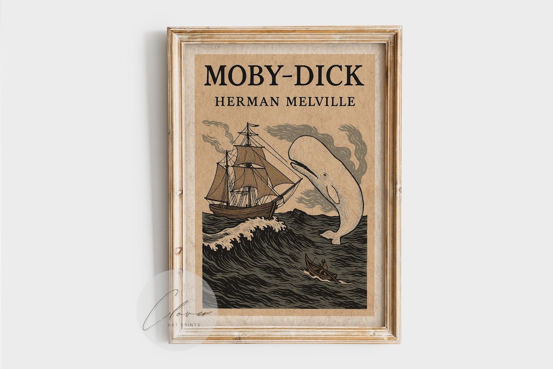 Moby-dick Book Cover Print - Herman Melville Whale Art - Nautical ...