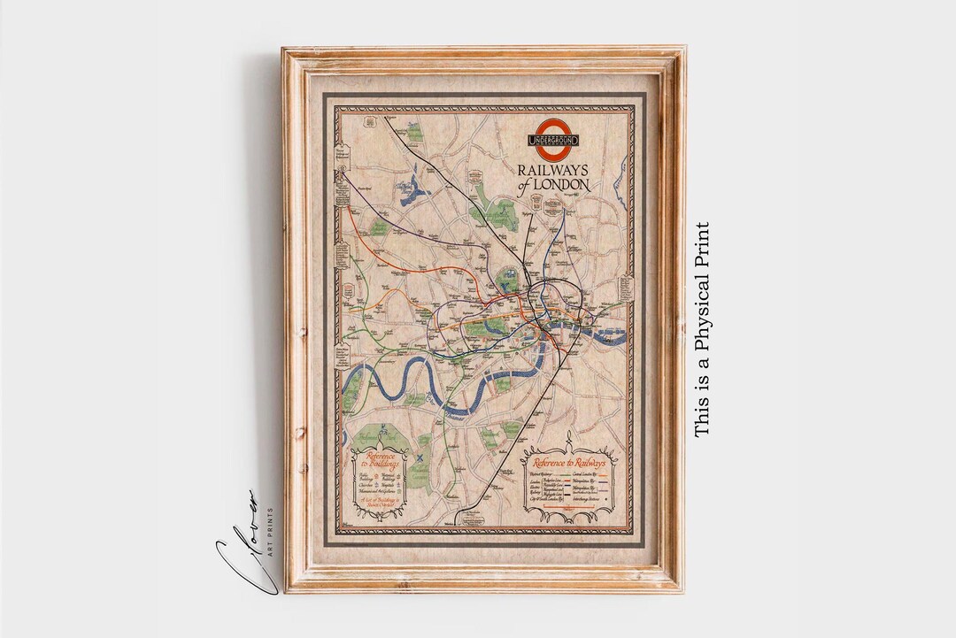 Retro Underground Railways of London Map PHYSICAL Poster | Vintage ...
