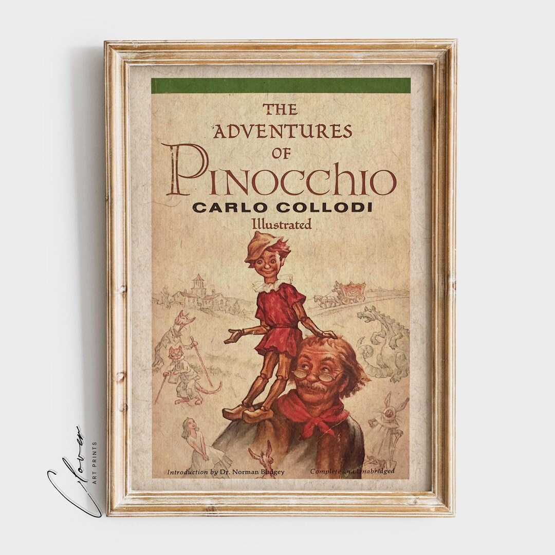 Pinocchio Book Cover Art Print | Bookish Gift for Bookworm | Vintage ...