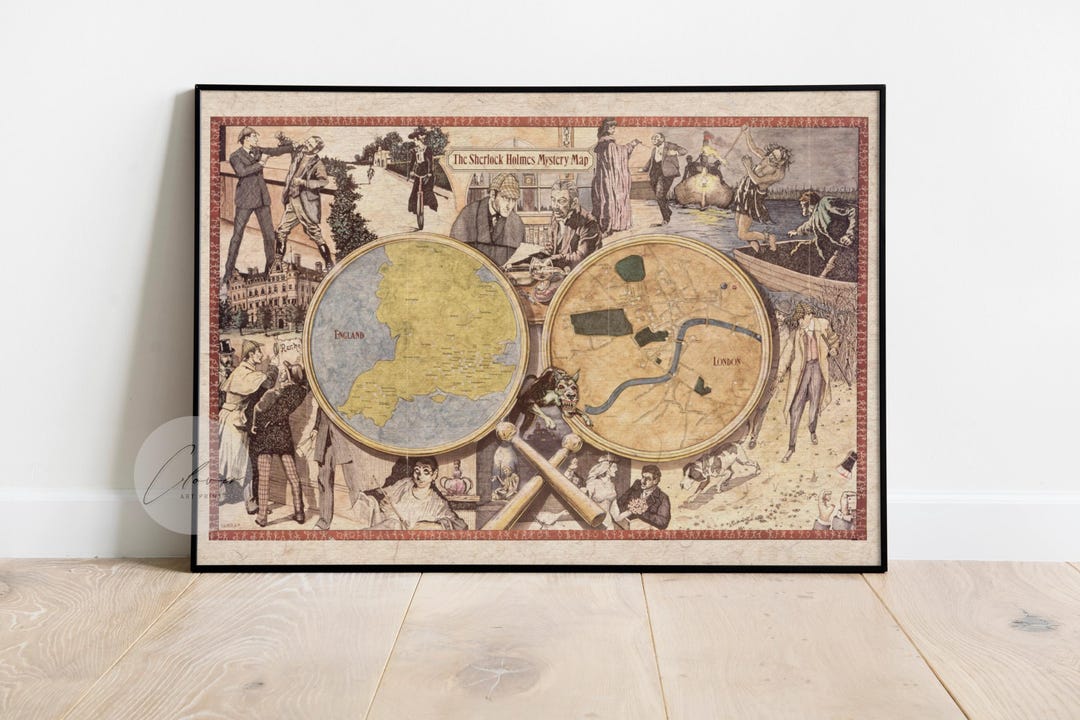The Sherlock Holmes Mystery Map Digital Printable | Antique Wall Decor ...