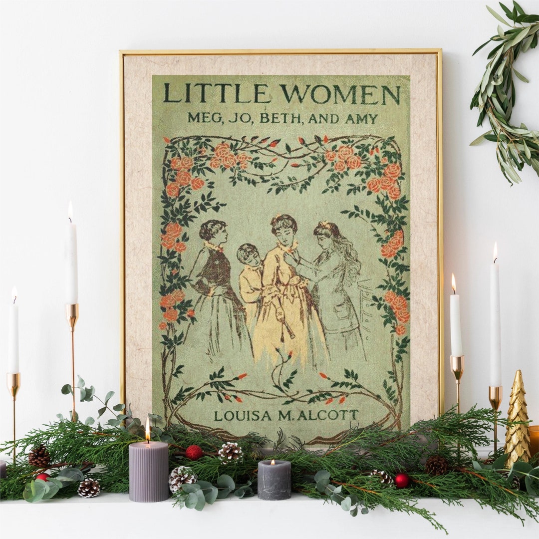 Little Women Book Cover Art Print | Christmas Wall Decor for Bookworms ...