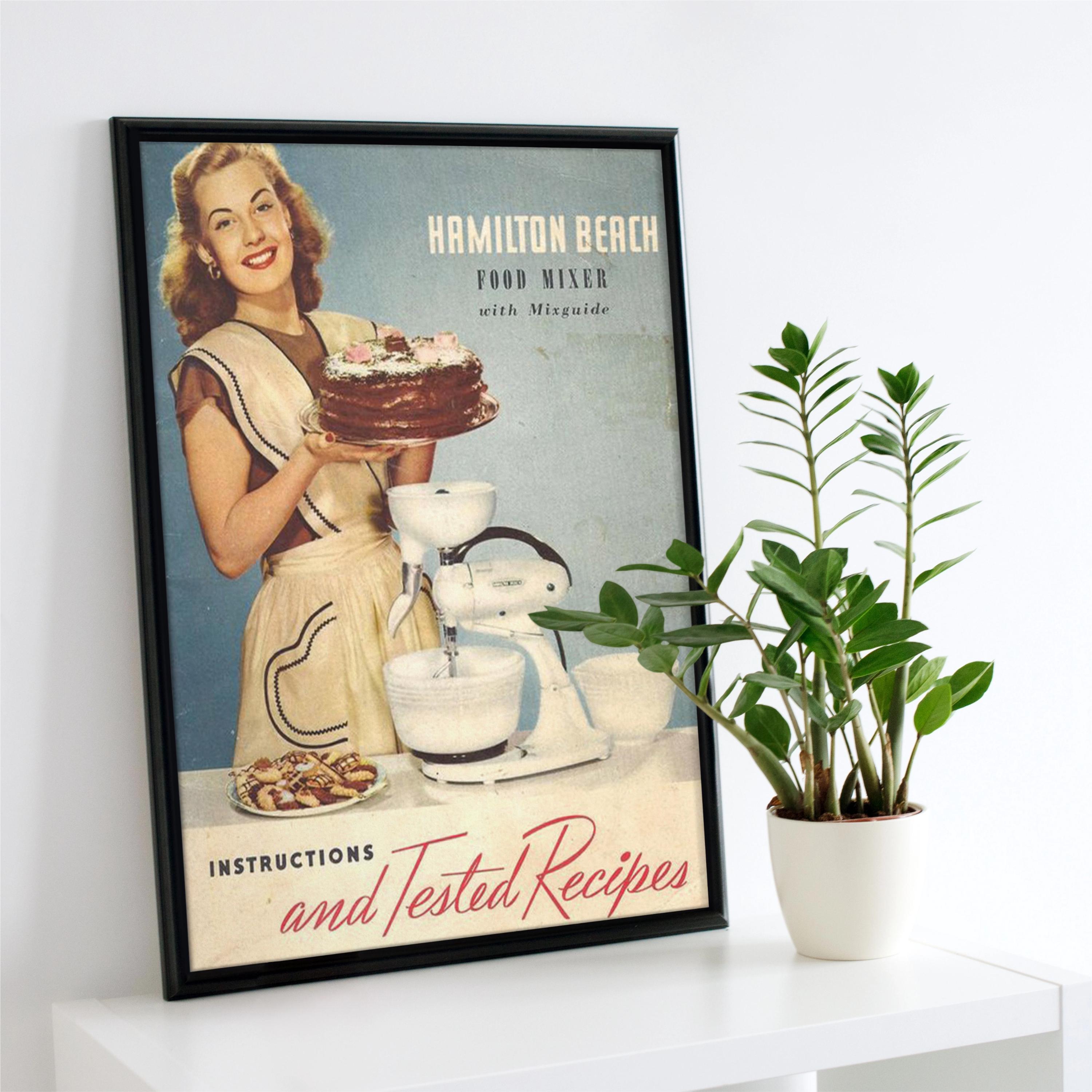 Vintage Baking Recipe Book Cover Art Print | Retro Kitchen Wall Decor ...