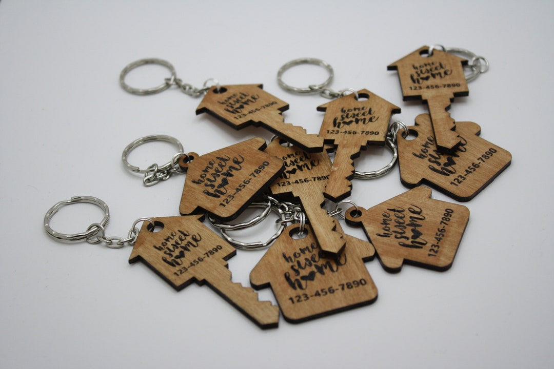 Custom Realtor Keychain L Wood L House L Key L Real Estate L New Home L ...