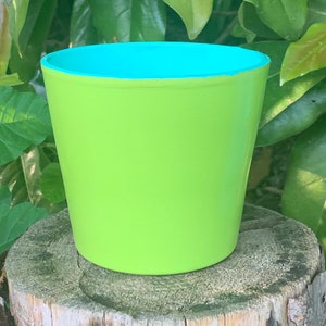 Bright Green Hand-painted Terracotta Joypot // 5 Clay Pot W/drainage ...