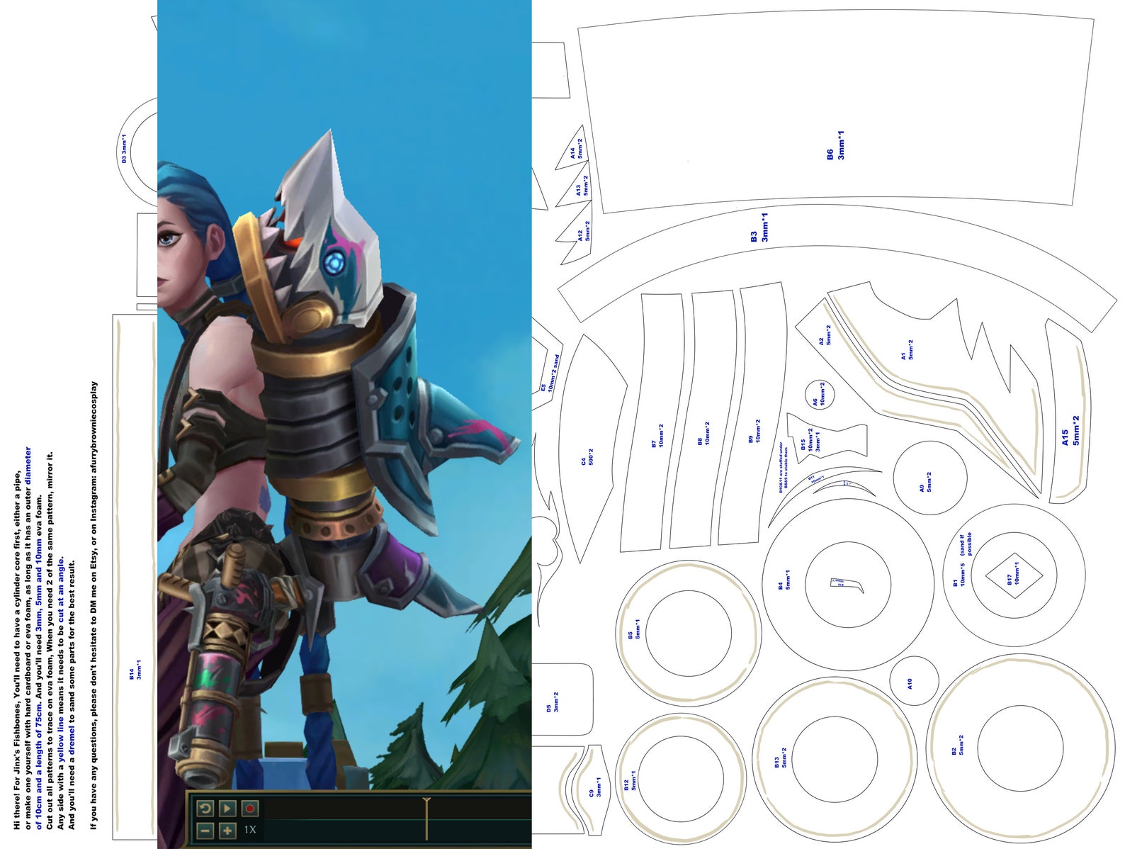 Pattern Arcane Jinx Fishbones From League of Legends not - Etsy Canada