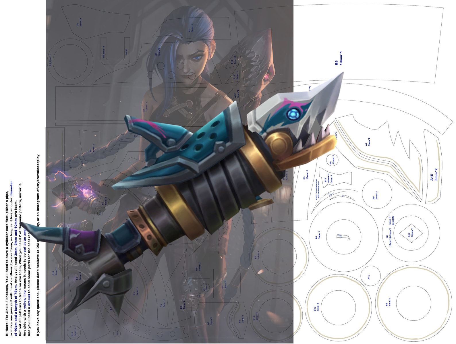 Pattern Arcane Jinx Fishbones From League of Legends not Physical Prop ...