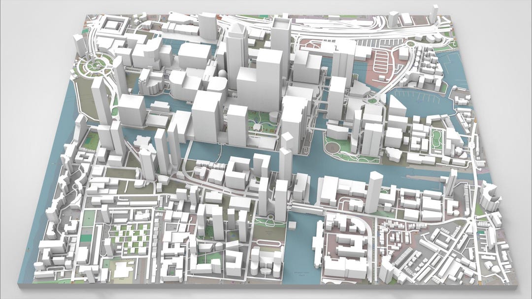 London Business District Canary Wharf England - 3d Model STL - Digital ...