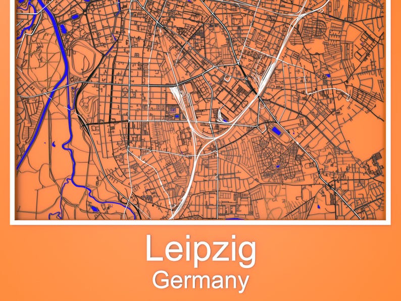 Leipzig Germany Streets and Roads - 3d Model STL - Digital File for 3D ...