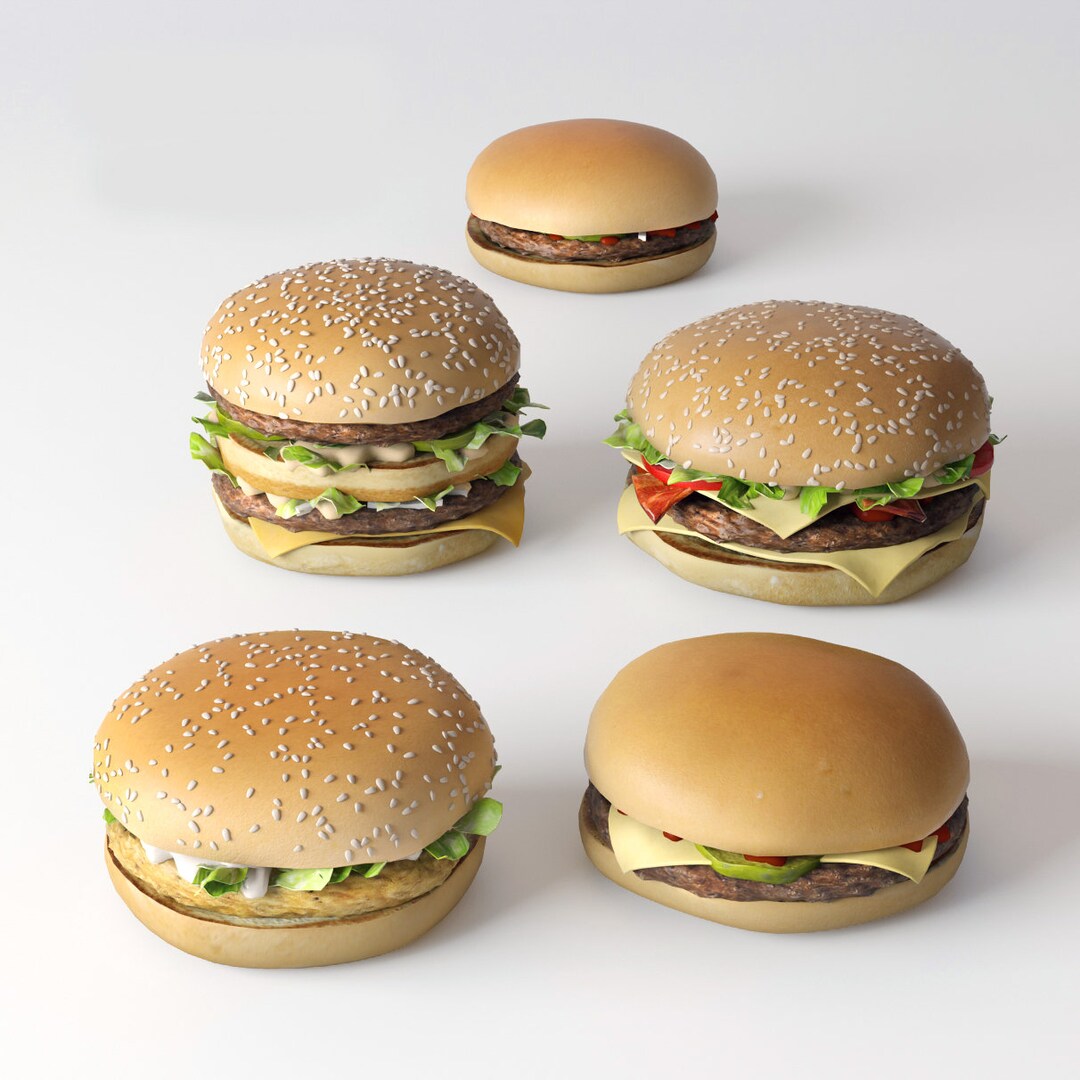 Burgers Collection 3D STL Digital File for 3D Printer, Original Design ...