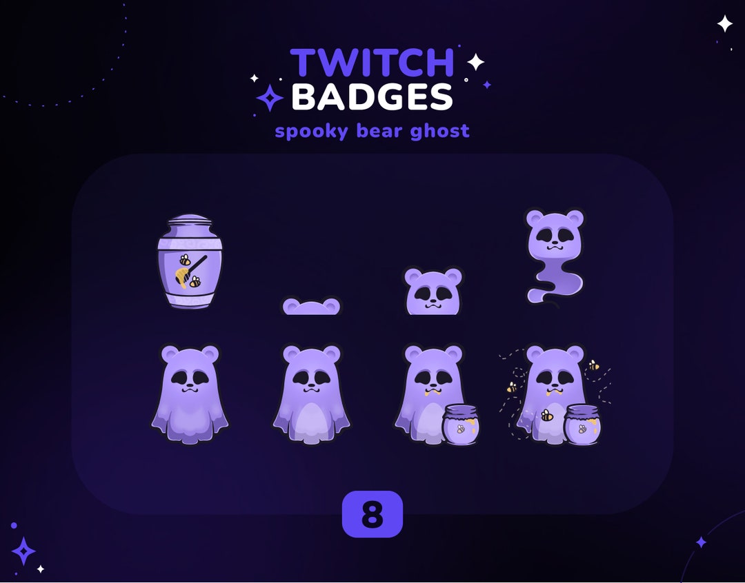 Cute Spooky Pastel Bear Ghost Badges // Sub & Bit - Etsy