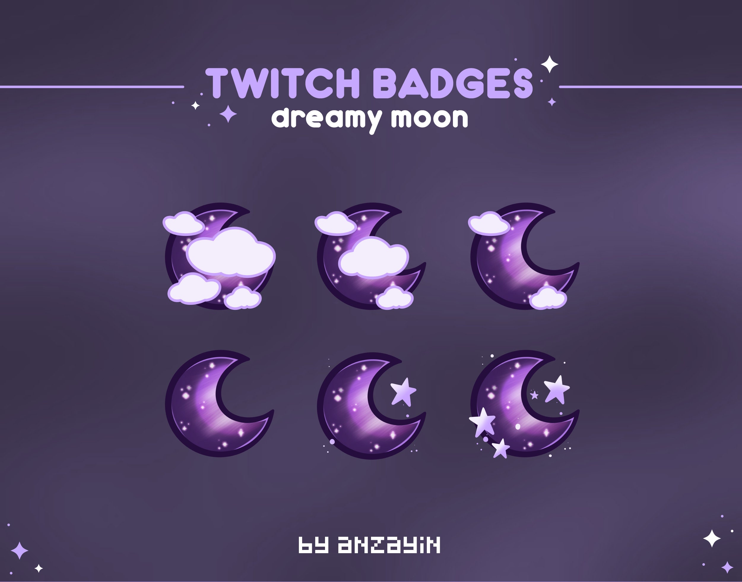 Dreamy Moon Badge // Sub & Bit - Etsy