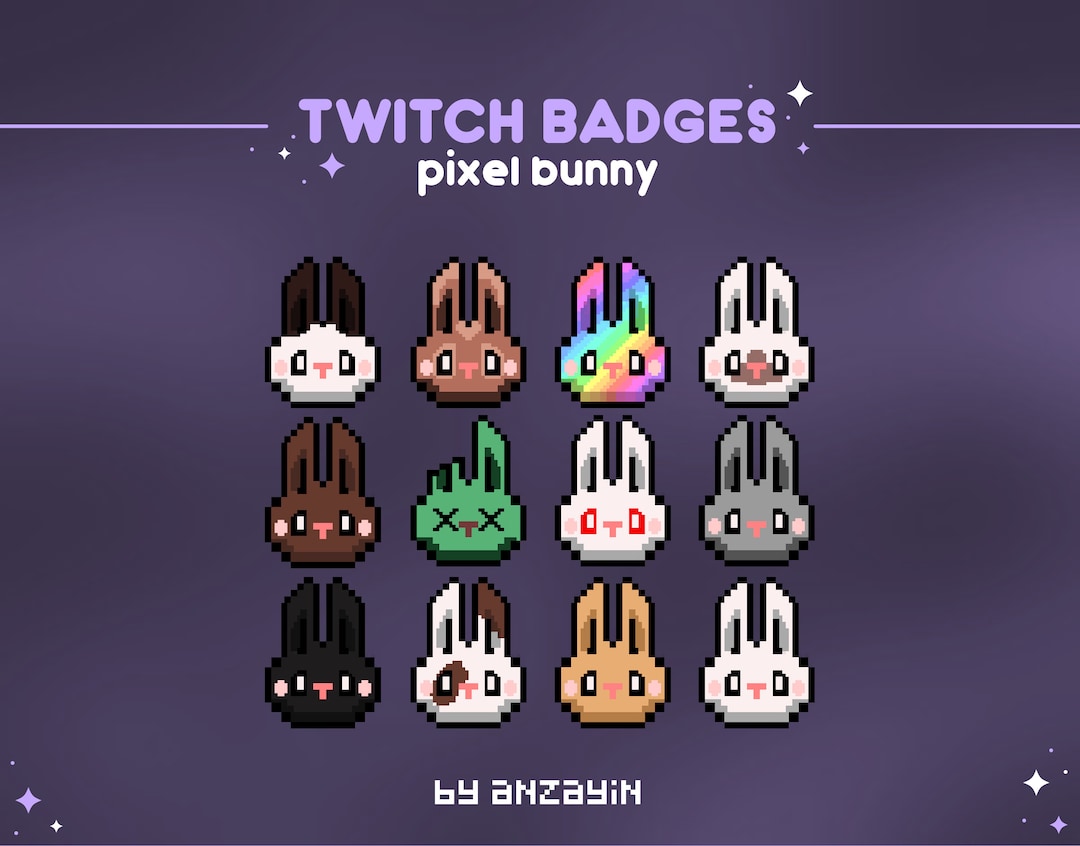Pixel Bunny Badges // Sub & Bit - Etsy