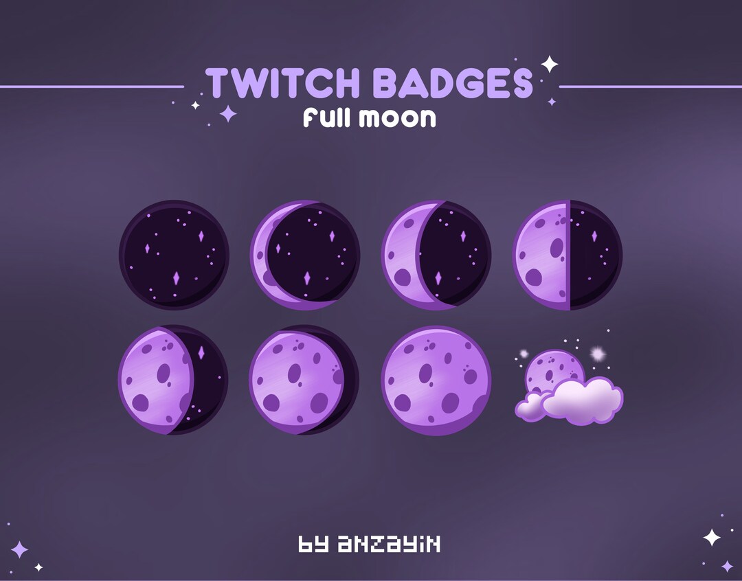 Full Moon / Eclipse Badge // Sub & Bit - Etsy