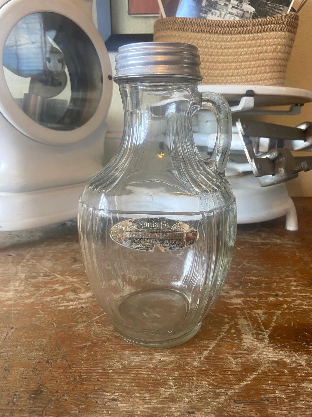 Vintage SPEAS Co. Apple Vinegar Glass Jug, Santa Fe Label, Farmhouse ...