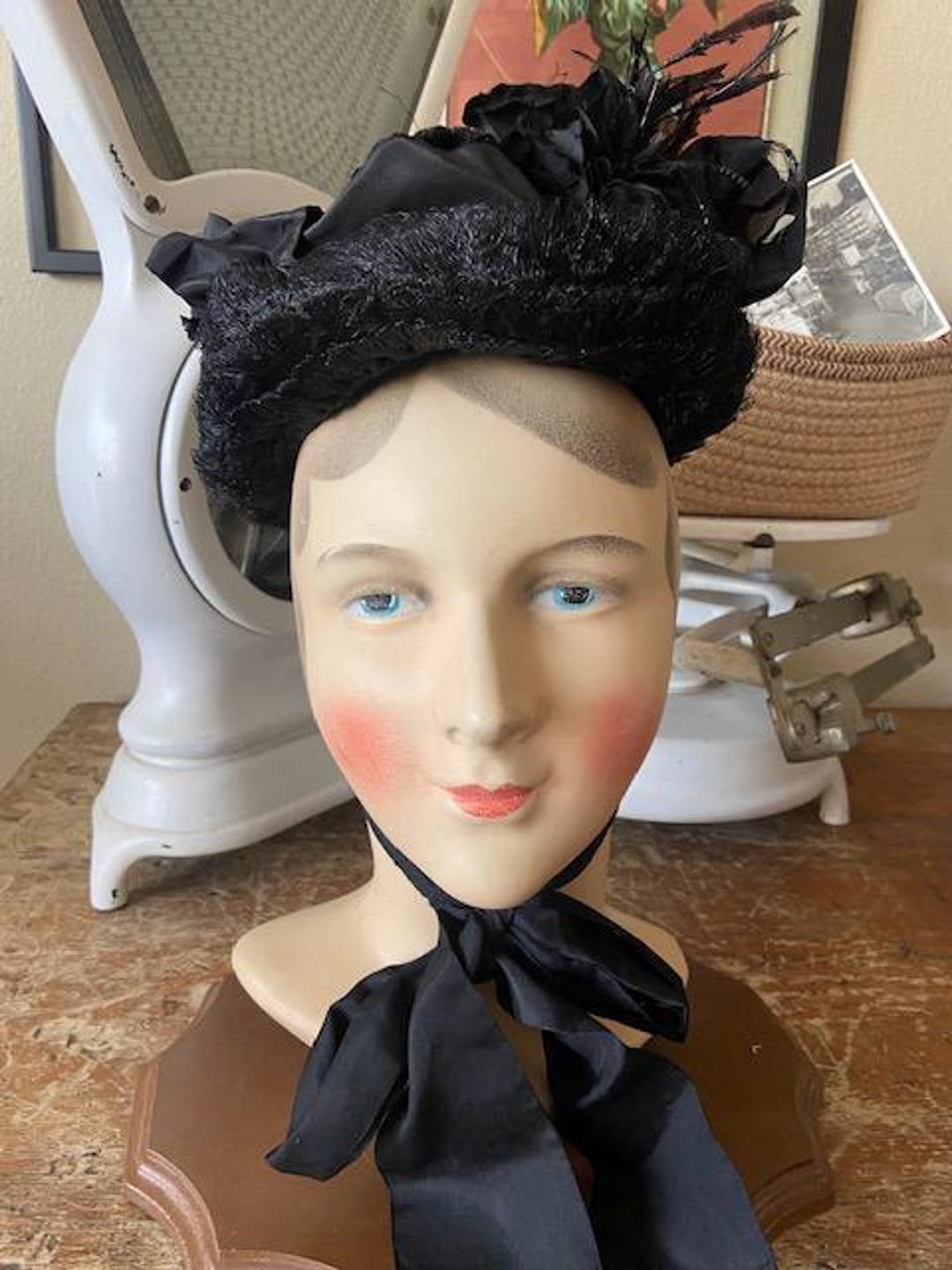 Antique Victorian Edwardian Horsehair Silk Mourning Bonnet 1800s - Etsy