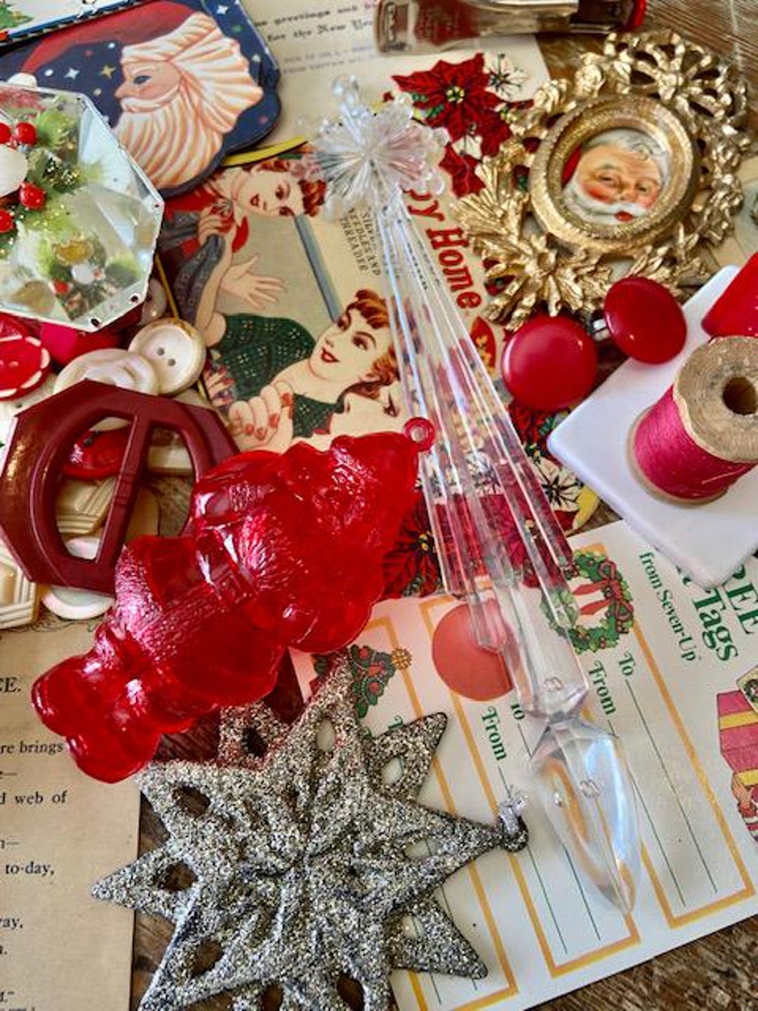Christmas, Vintage, Antique, Junk Drawer Lot, Advertising, Trinkets and ...