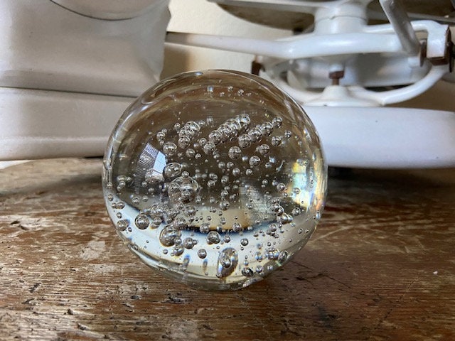 Vintage Heavy Glass Round Ball Shaped Paper Weight - Etsy