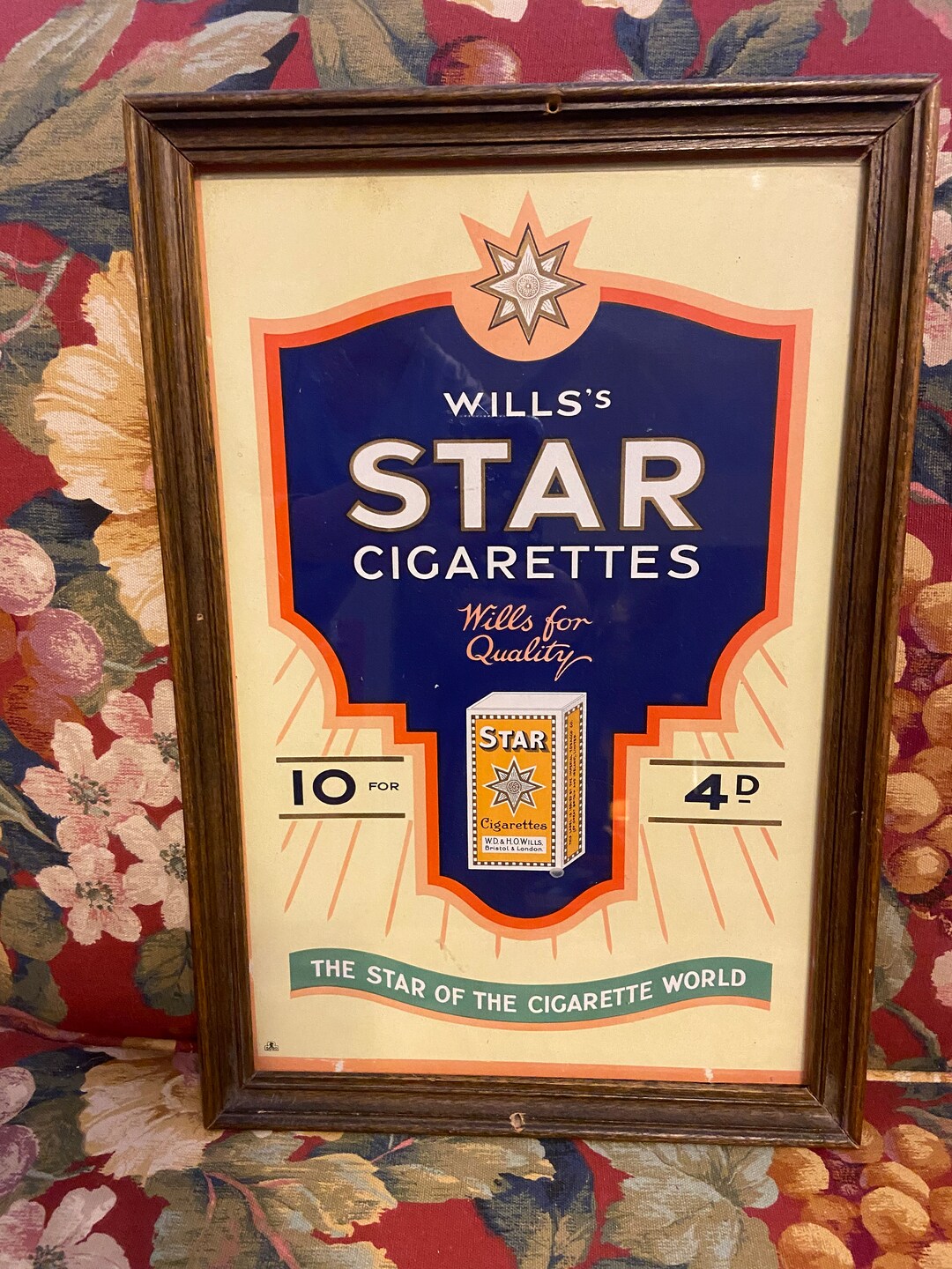 Vintage UK Will's Star Cigarettes Advertising Sign - Etsy