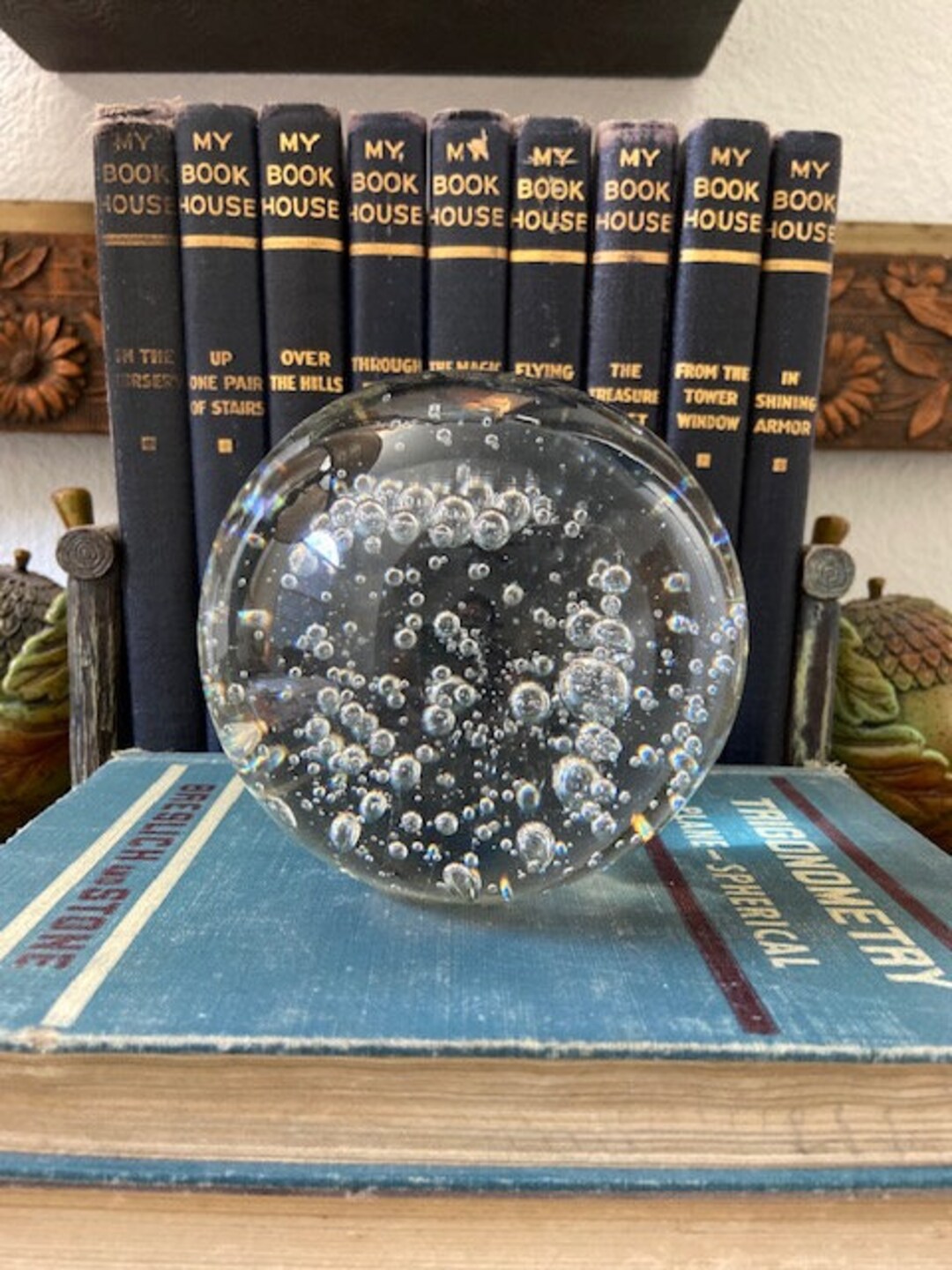 Vintage Heavy Glass Round Ball Shaped Paper Weight - Etsy