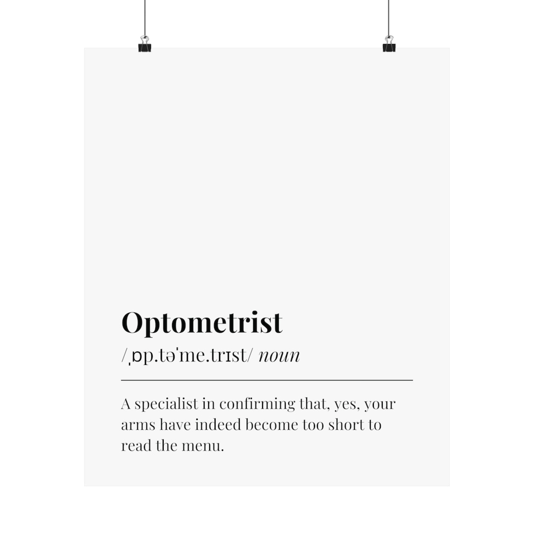 Optometrist Definition Matte Poster Eye Care Humor Wall Art - Etsy