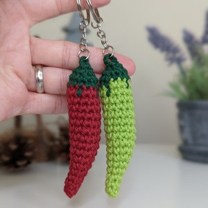 Handmade Crochet Hot Chilli Keyring or Bag Charm | Red and Green Peppers Gift - Etsy