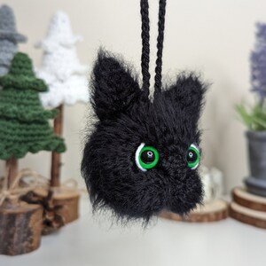 Handmade Crochet Black Cat Car Charm | Car Accessories | Cat Charm ...