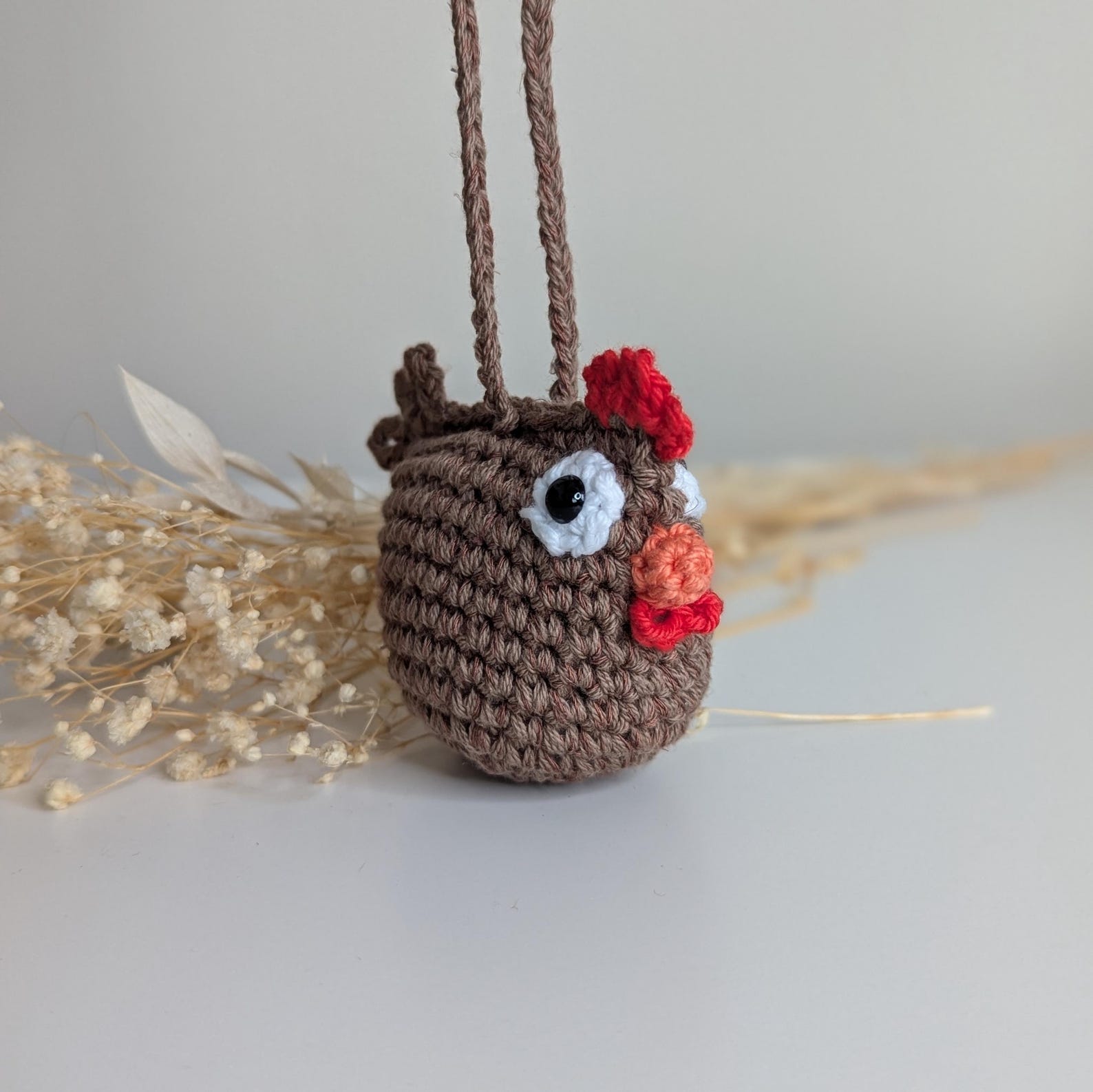 Crochet Chicken Car Rear View Mirror Accessory | Cute Chicken Car ...
