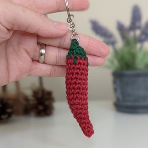 Handmade Crochet Hot Chilli Keyring or Bag Charm | Red and Green Peppers Gift - Etsy