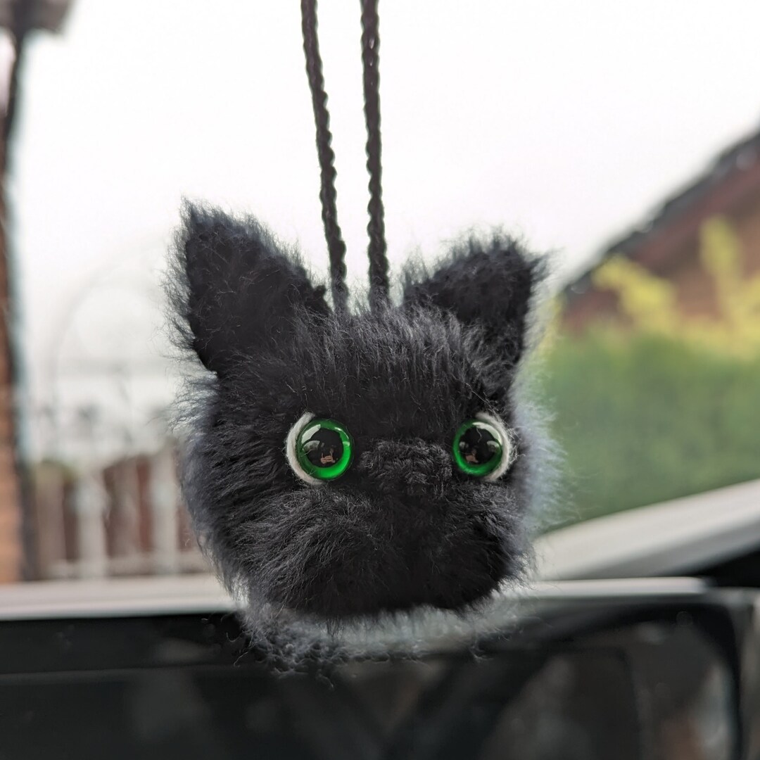 Handmade Crochet Black Cat Car Charm | Car Accessories | Cat Charm ...