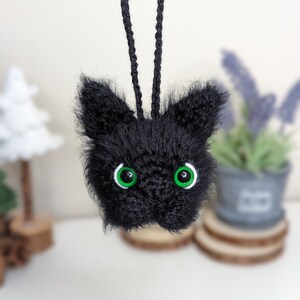 Handmade Crochet Black Cat Car Charm | Car Accessories | Cat Charm ...