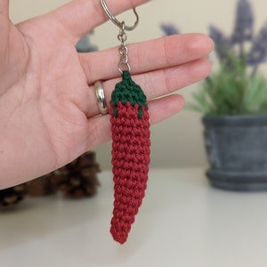 Handmade Crochet Hot Chilli Keyring or Bag Charm | Red and Green ...