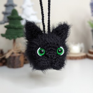Handmade Crochet Black Cat Car Charm | Car Accessories | Cat Charm ...