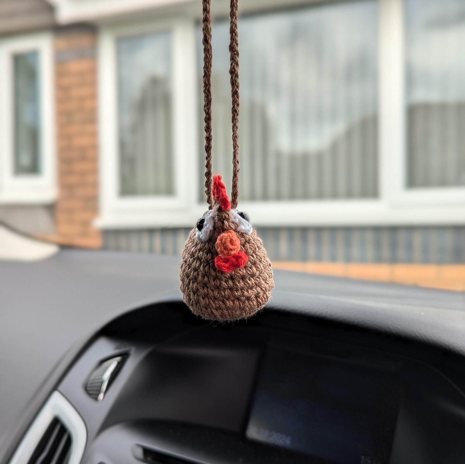 Crochet Chicken Car Rear View Mirror Accessory | Cute Chicken Car ...