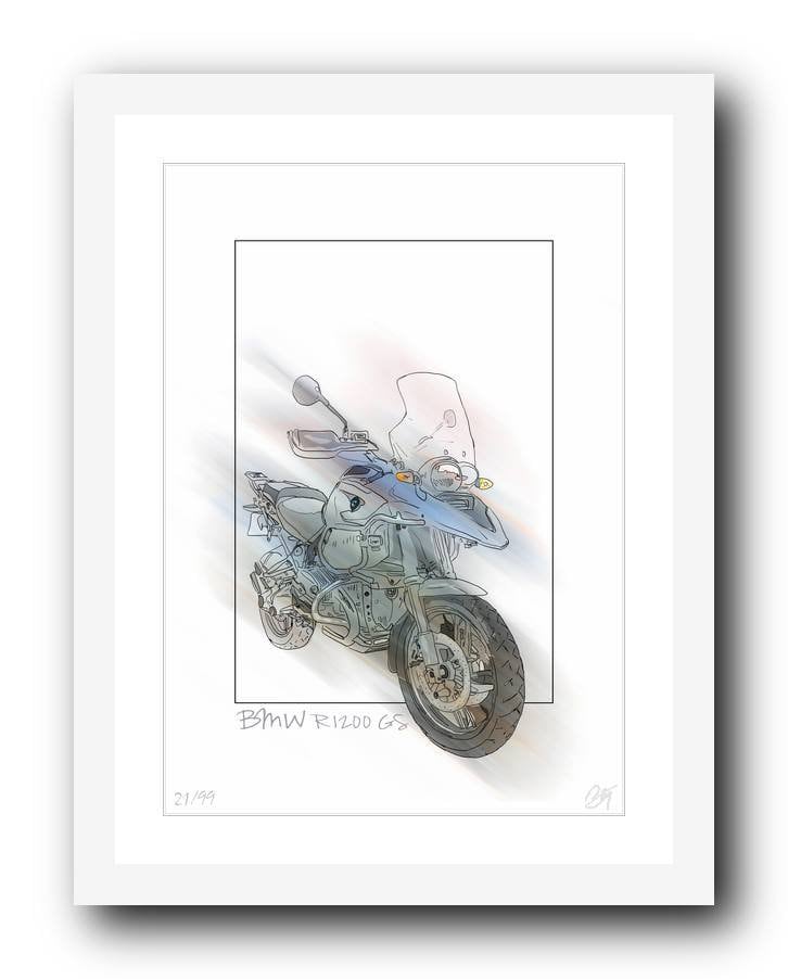 BMW R1200 GS Signed Limited Edition Motorcycle Sketch Art Print - Etsy