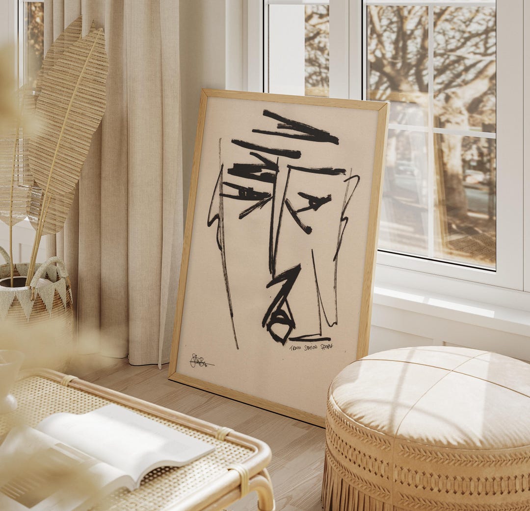 SIGNED and FRAMED ORIGINAL Acrylic Painting A3 Mid-century Boho ...