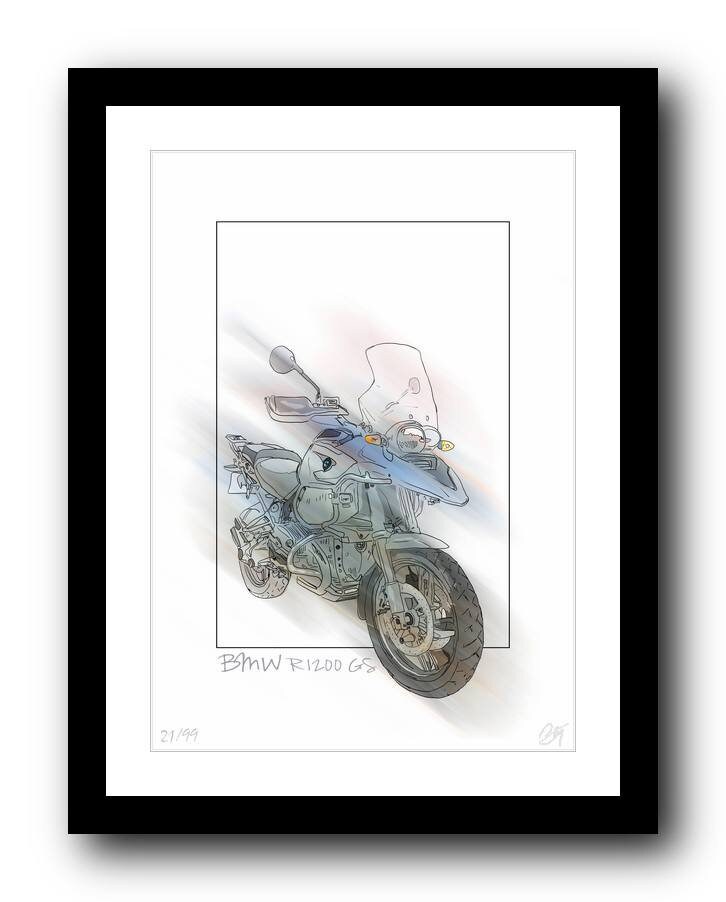 BMW R1200 GS Signed Limited Edition Motorcycle Sketch Art Print - Etsy