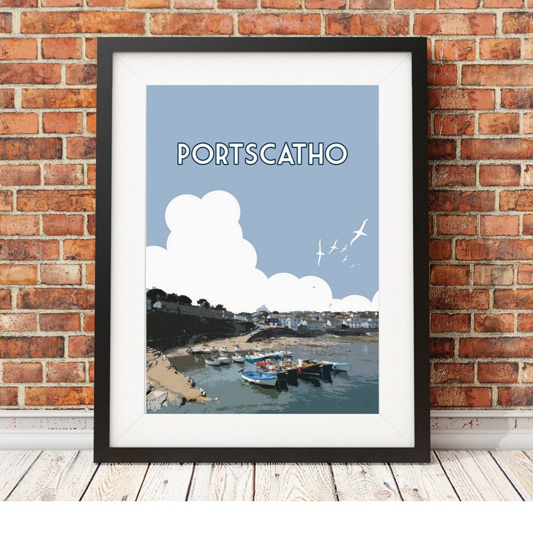 Portscatho - A Signed Limited Edition Print - Travel Art Retro Seaside ...