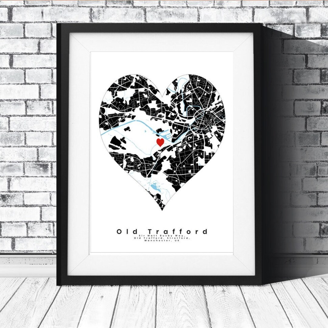 Old Trafford Map Print, Street Map Art, Football Map Poster, Map Print ...