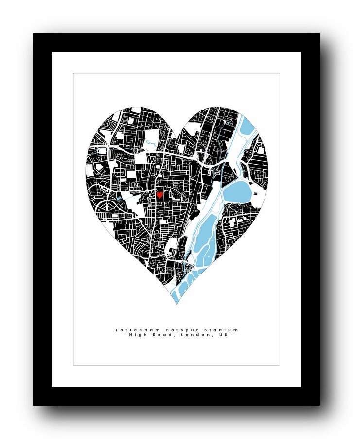 Tottenham Stadium - Map Print, Street Map Art, Football Map Poster, Map ...