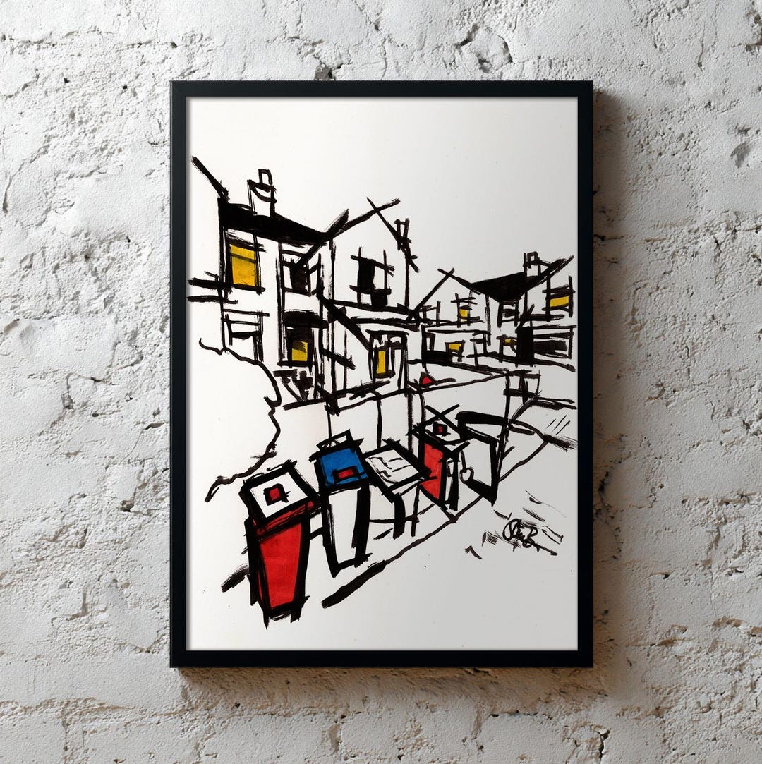 Goal Posts - SIGNED ORIGINAL Framed Painting: Mid-century Modern ...