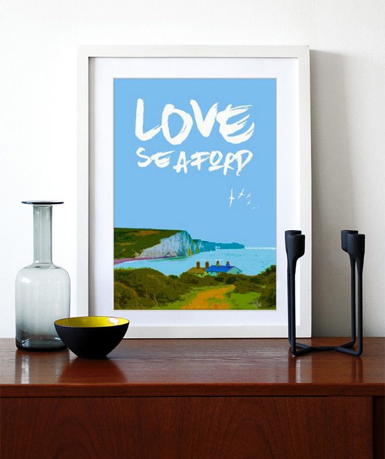 Seaford - Signed Limited Edition Print - Travel Art Retro Seaside ...