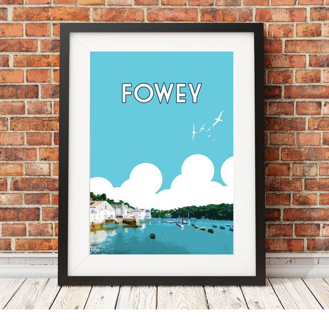 Fowey - a Signed Limited Edition Print - Travel Art Retro Seaside ...