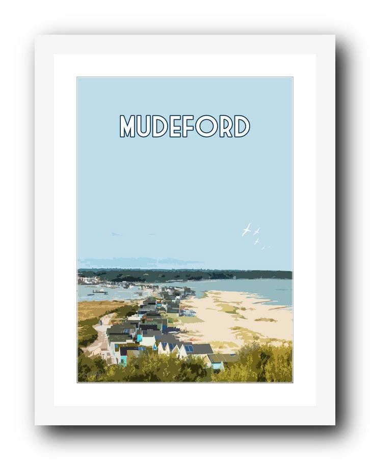 Mudeford - Signed Limited Edition Print - Travel Art Retro Seaside ...