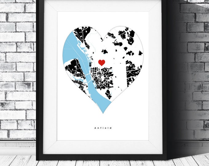 ANFIELD - Anfield Map Print, Street Map Art, Football Map Poster, Map ...