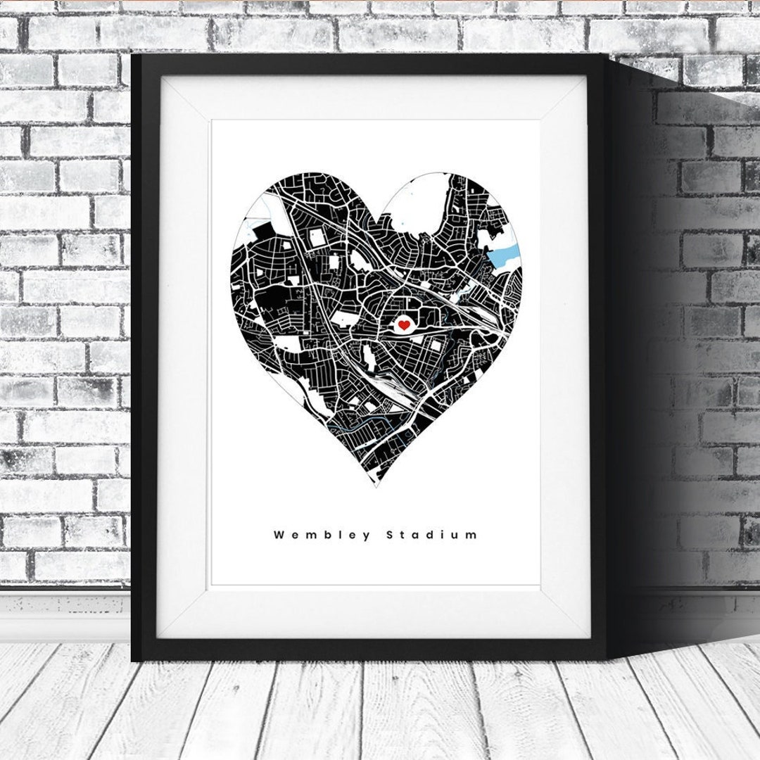 Wembley Stadium - Map Print, Street Map Art, Football Map Poster, Map ...